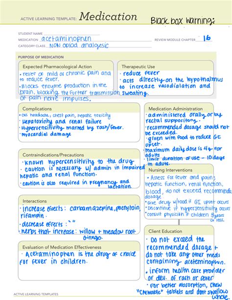 Acetaminophen Medication Template