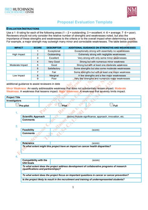 Project Evaluation Proposal Template Free Word Templates