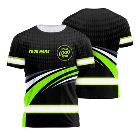 Hi Vis Shirt Uniform Reflective Black Green Neon Color Custom Name And Logo Safety Workwear