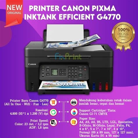 Printer Canon Pixma G4770 All In One Adf Wifi Fax Pengganti G4010