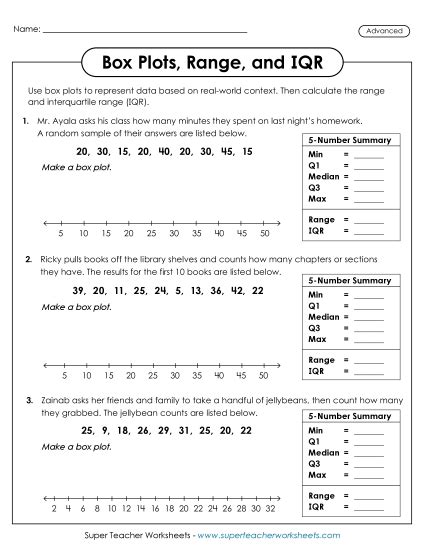Box And Whisker Plot Worksheet Doc