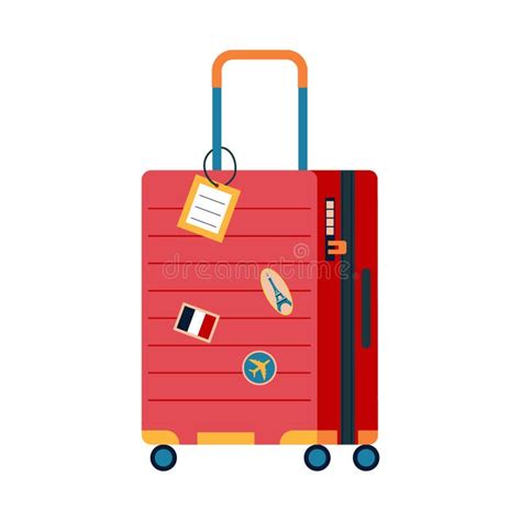 Suitcase With Travel Stickers Travel Themed Vector Illustration Elements Stock Vector
