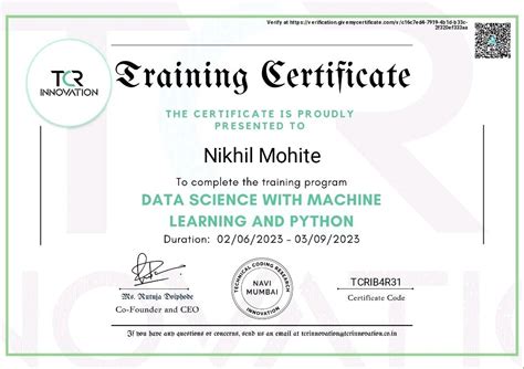 Nikhil Mohite On Linkedin Tcrinnovation Datascience Machinelearning Python Internship
