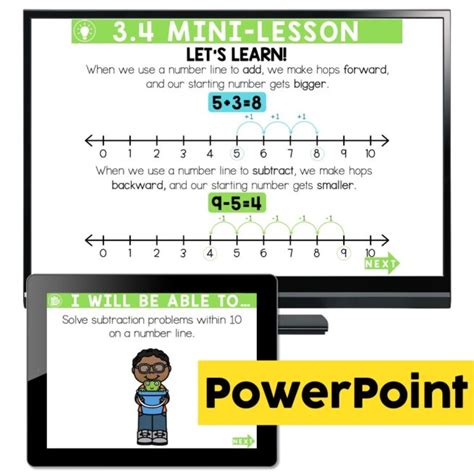 Lucky To Learn Math 1st Grade Lesson 34 Subtract From 10 With Number Line Teaching