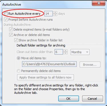 Disabling Auto Archive In Microsoft Outlook