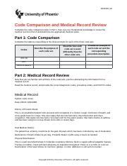 Mastering Code Comparison Medical Record Review Practical Course Hero