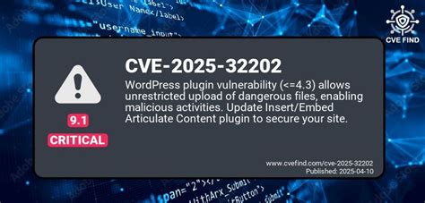 Cve 2025 32202 Unrestricted Upload Of File With Dangerous Type Cve