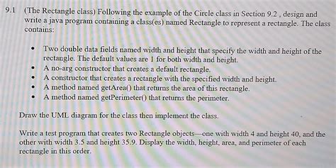 Solved 91 The Rectangle Class Following The Example Of