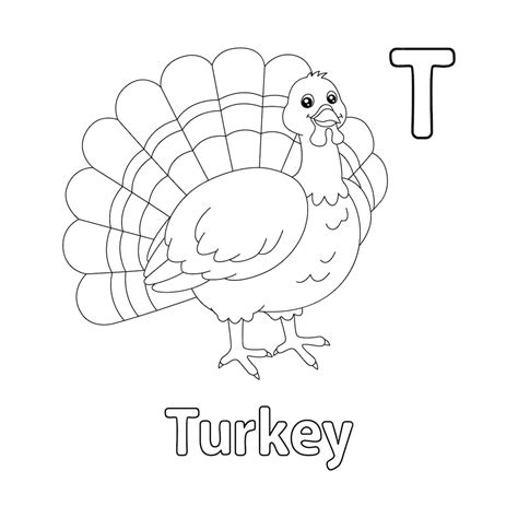 터키 알파벳 Abc 색칠 공부 페이지 T 프리미엄 벡터