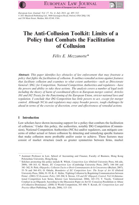 Pdf The Anti‐collusion Toolkit Limits Of A Policy That Combats The