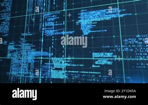 Programming Code And Data Processing Animation Over Grid Background Technology Coding Digital