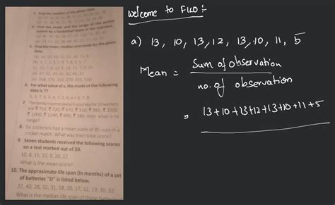 Find The Mean Median And Mode Of The Data Mean Median Mode Filo