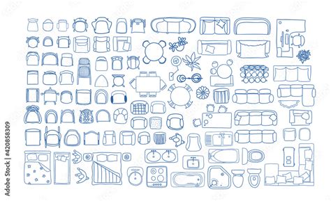 Interior Design Furniture Symbols Set Of Furniture And Home Decoration