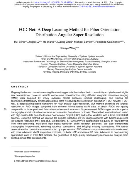 Pdf Fod Net A Deep Learning Method For Fiber Orientation