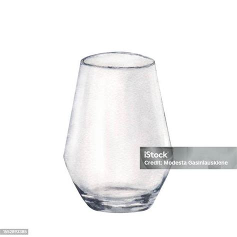 물 칵테일 주스를 위한 빈 투명 유리 손으로 그린 수채화 그림은 클립 아트 메뉴를 위해 흰색으로 분리되어 있습니다 유리잔에 대한 스톡 벡터 아트 및 기타 이미지 Istock
