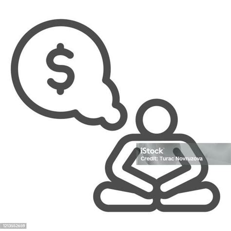 부 명상 라인 아이콘입니다 남자는 포즈에 앉아 달러 전구 기호 흰색 배경에 윤곽 스타일 그림으로 명상 모바일 컨셉 및 웹 디자인에 대한 돈 기호 벡터 그래픽 검은색에 대한