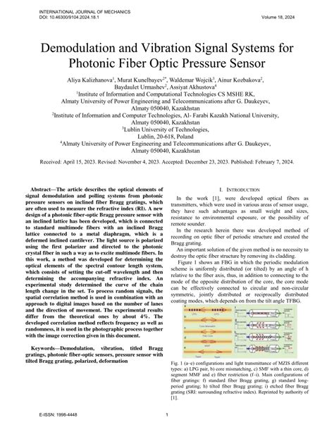 Pdf Demodulation And Vibration Signal Systems For Photonic Fiber Optic Pressure Sensor