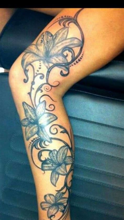 Lilies Leg Tattoos Women Best Leg Tattoos Leg Tattoos