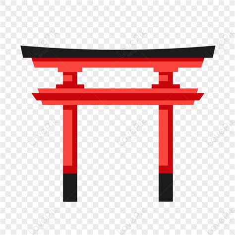 빨간색과 검은 색 도리 건물 일러스트 텍스처일본식고풍 Png 일러스트 무료 다운로드 Lovepik