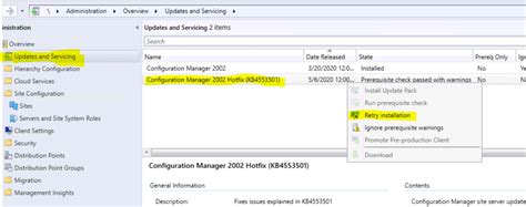 learn how to retry configmgr hotfix installation sccm htmd blog