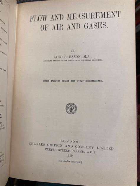 Flow And Measurement Of Air And Gases By Eason Alec Good Hardcover