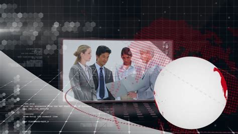 Animation Of Globe And Data Processing Over Business People On Screen Stock Video Video Of