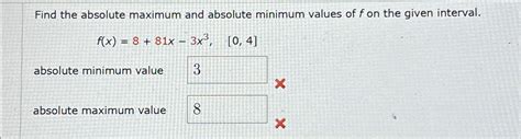 Solved Find The Absolute Maximum And Absolute Minimum Values