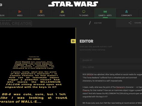 Create Your Own Star Wars Title Crawl CNET