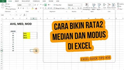 tutorial excel cara mencari nilai rata rata avg median modus di
