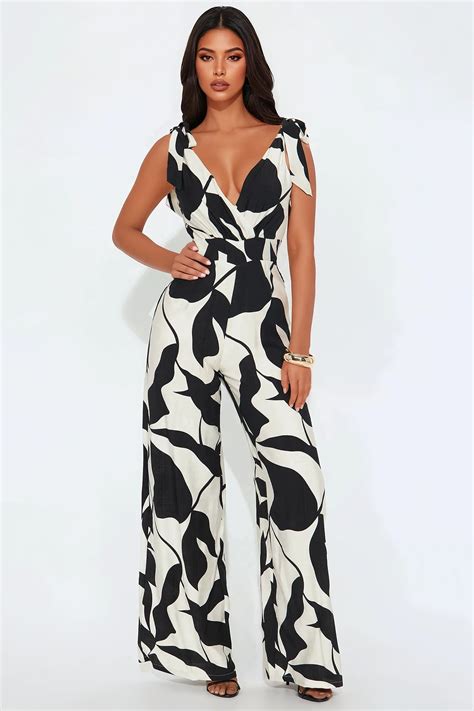 Weekend Brunch Jumpsuit Black White Fashion Nova