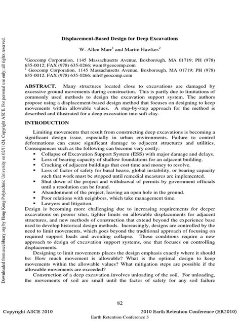 Displacement Based Design For Deep Excavations Pdf Geotechnical