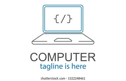 Programming Code Computer Monitor Logo Template Stock Vector Royalty