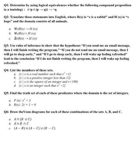 Solved Q1 Determine By Using Logical Equivalences Whether Chegg Com