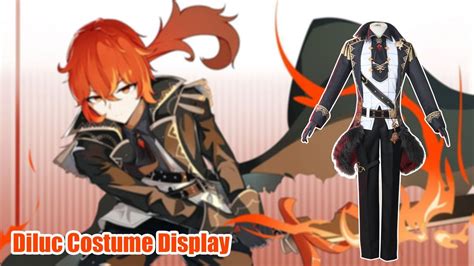 Genshin Impact Diluc Ragnvindr Cosplay Costume Display Youtube