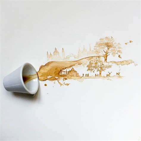 Spilled Coffee Drawing By Italian Artist Giulia Bernardelli Design Swan