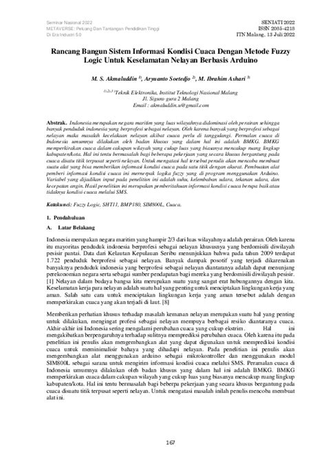 Pdf Rancang Bangun Sistem Informasi Kondisi Cuaca Dengan Metode Fuzzy Logic Untuk Keselamatan
