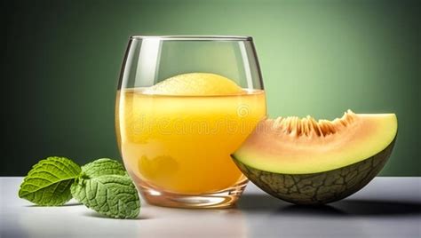 Melon Slice With Melon Juice In A Glass Cup Ai Generated Stock Illustration Illustration Of