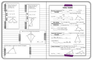 Triangle Theorems Guided Notes For Geometry Interactive Notebooks Binders