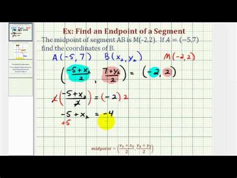 Ex Find The Endpoint Of A Segment Given The Midpoint And One Endpoint Math Help From