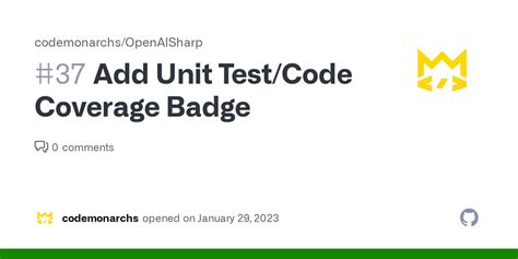 add unit test code coverage badge · issue 37 · codemonarchs openaisharp · github