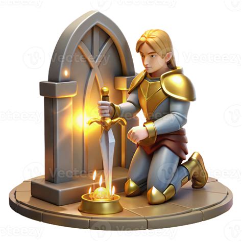Beautiful Traditional A Lone Knight Kneeling Before A Mystical Altar