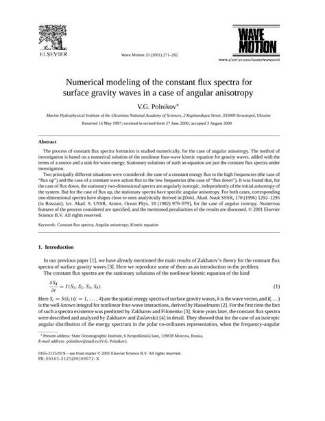 Pdf Numerical Modeling Of The Constant Flux Spectra For Surface