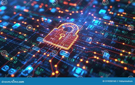 Data Protection Cyber Security Concept Stock Illustration Illustration Of Cyber Line 319350165