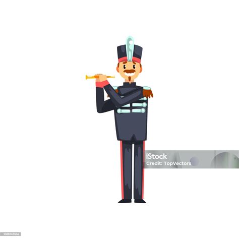 플 룻 육군 군사 밴드 흰색 배경에 악기 벡터 일러스트 레이 션의 회원 재생 군인 공연자에 대한 스톡 벡터 아트 및 기타 이미지 공연자 군대 퍼레이드 군사 Istock