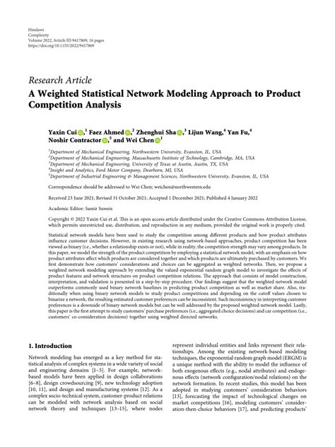 pdf a weighted statistical network modeling approach to product