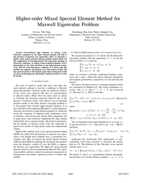Pdf Higher Order Mixed Spectral Element Method For Maxwell Eigenvalue