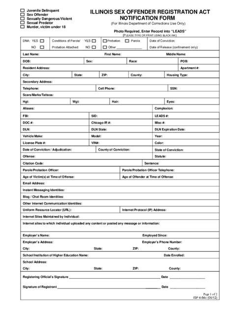 Fillable Online Sex Offender Registry Faqs Illinois State Police Fax
