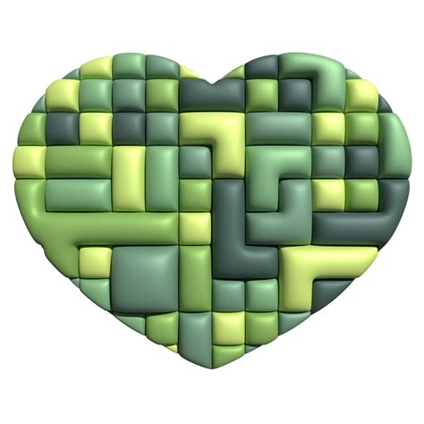 3d Heart Shape Green Slice Of Piece Decorative Symbol For Element 35264750 Png