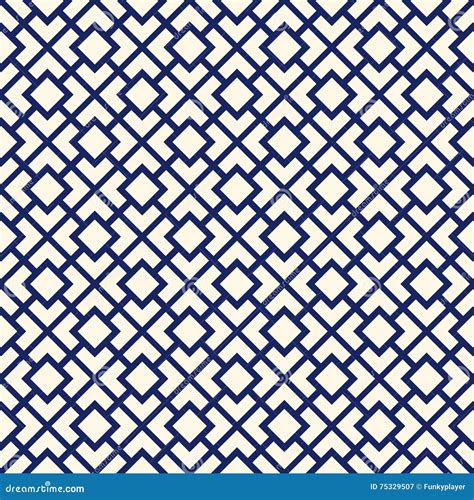Seamless Pattern With Symmetric Geometric Ornament Navy Color Abstract