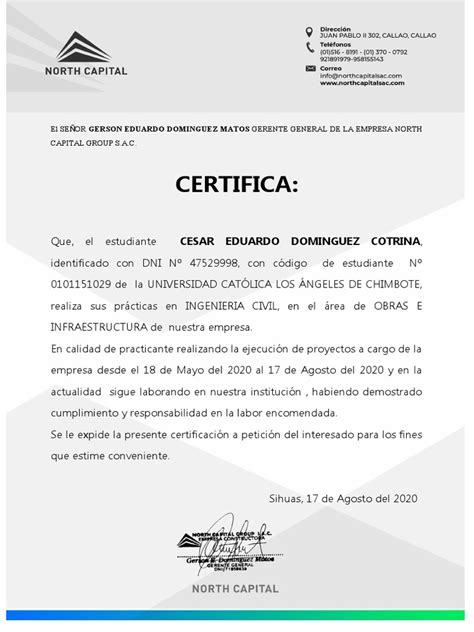Certificado De Empresa Pdf